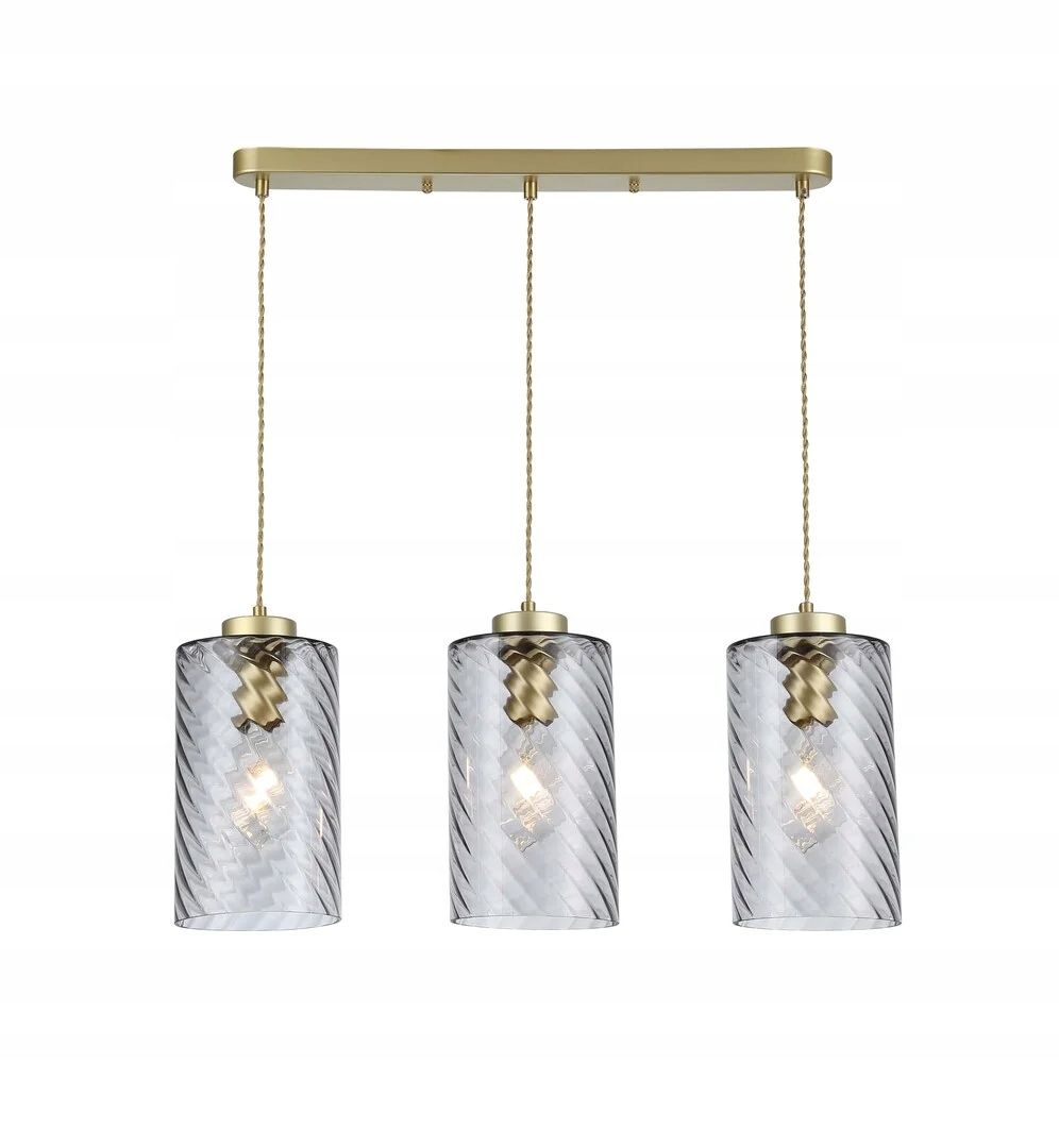 Lampa wisząca złota szklane ozdobne klosze listwa do salonu 3 pkt ...