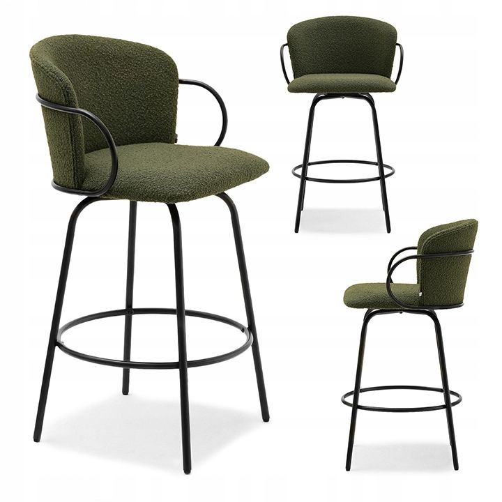 HOKER BOUCLE Z OBROTOWYM SIEDZISKIEM DO WYSPY SIMON ZIELONY - ERLI.pl