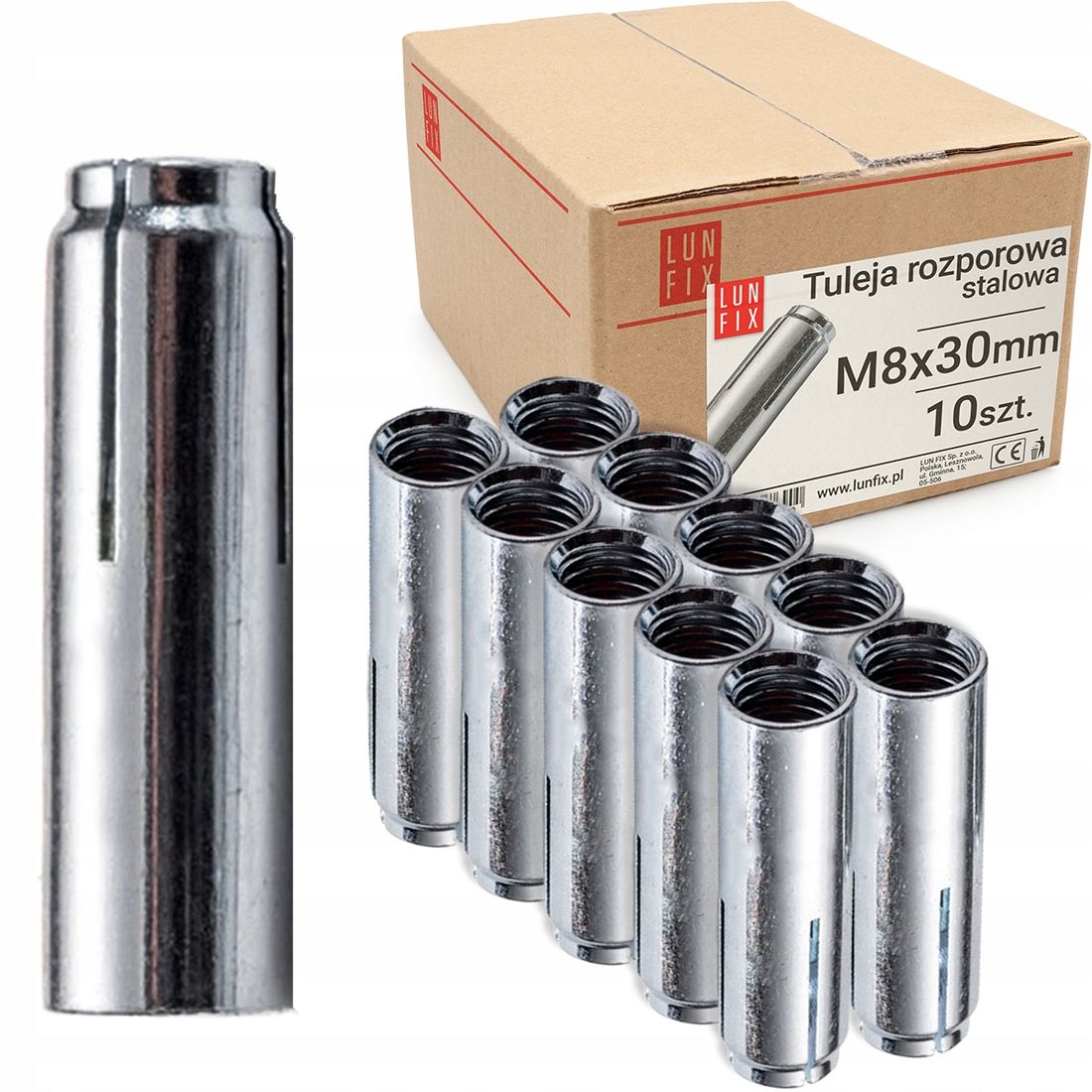 Kotwa tuleja stalowa M8 wbijana rozporowa 10szt. - ERLI.pl