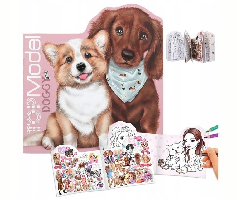 Zestaw kreatywy TOP MODEL DOGGY PIESEK Kolorowanka z naklejkami ...