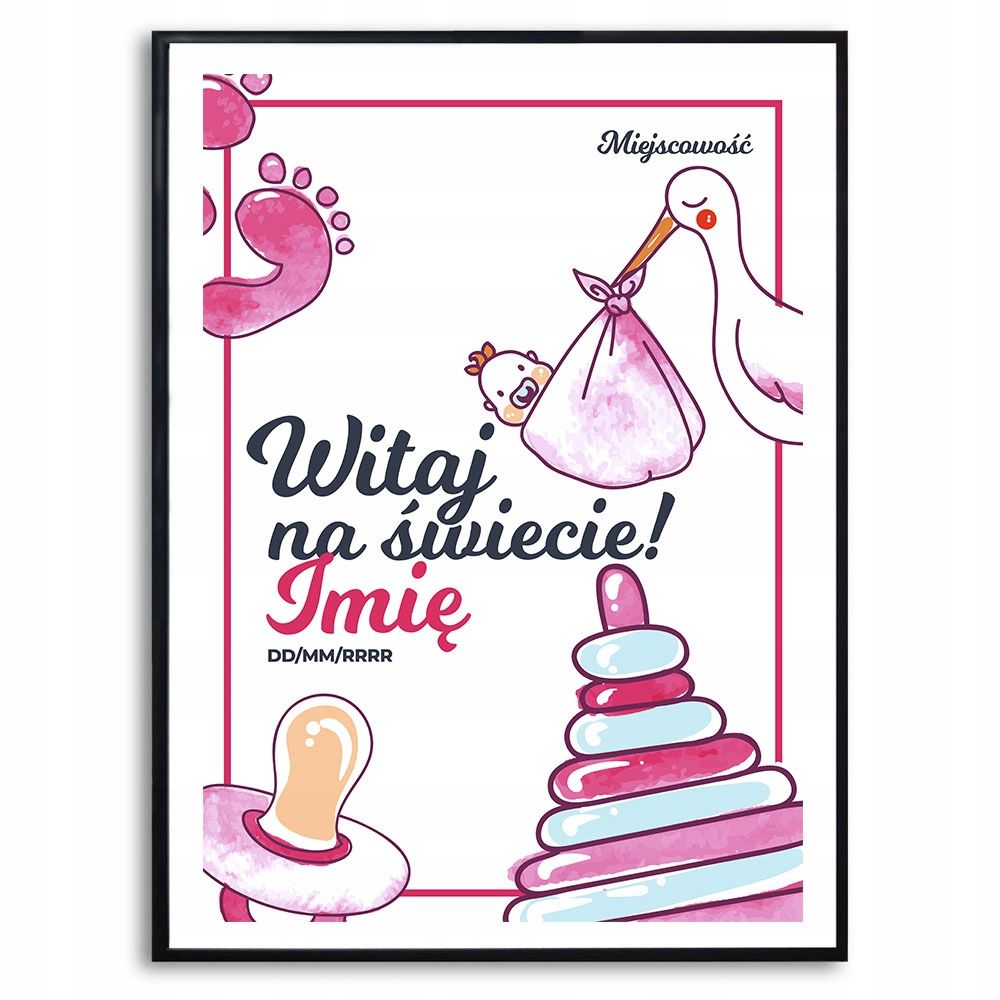 Plakat Obraz Duży 70x50cm Dziewczynka Stopy IMIĘ CÓRKI Urodziny KREATOR – 189228020 - ERLI.pl