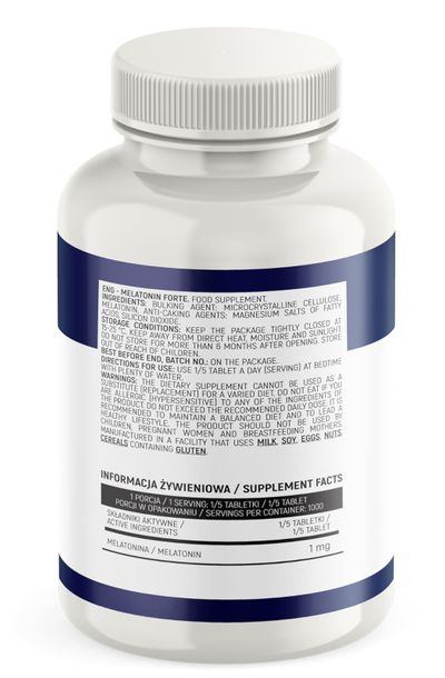 MELATONINA FORTE 5mg 200 tab ZDROWY SPOKOJNY GŁĘBOKI SEN VEGE INSPORT ...