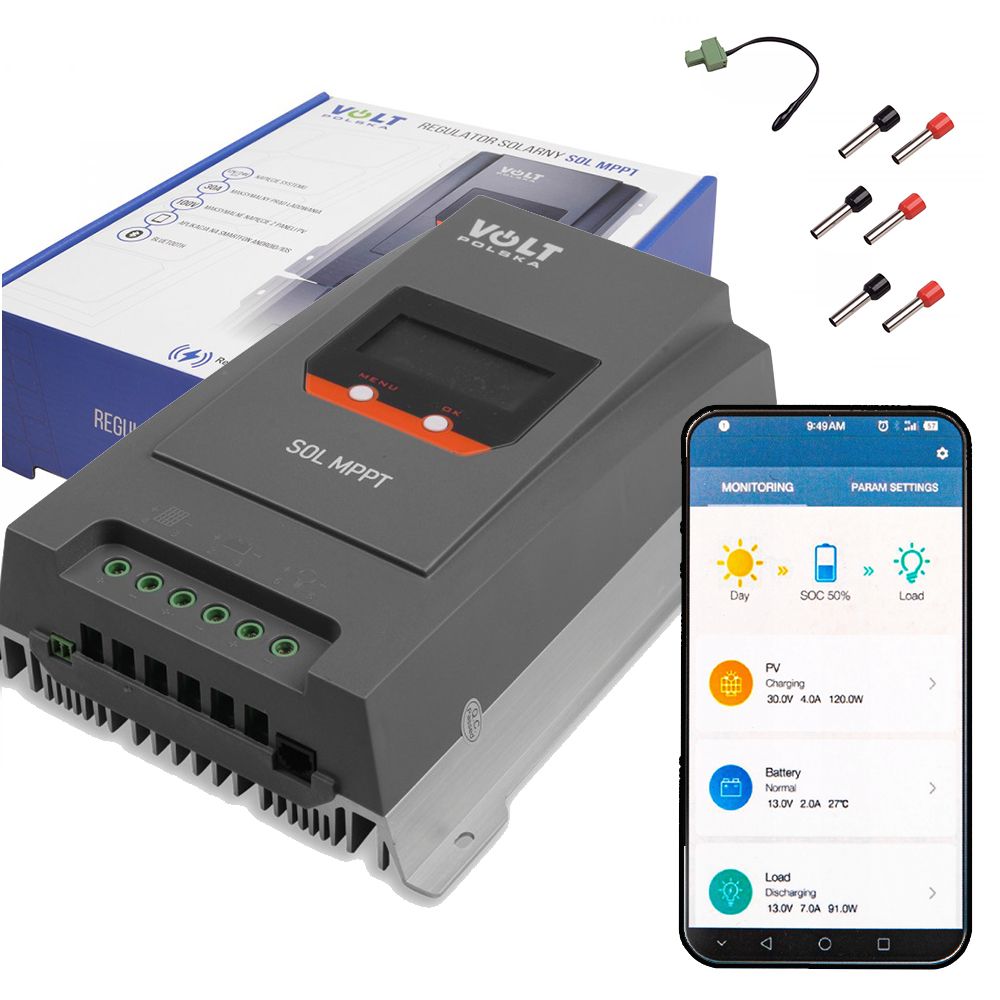 KONTROLER REGULATOR SOLARNY ŁADOWANIA MPPT 40A VOLT 12V 24V LCD BLUETOOTH - ERLI.pl