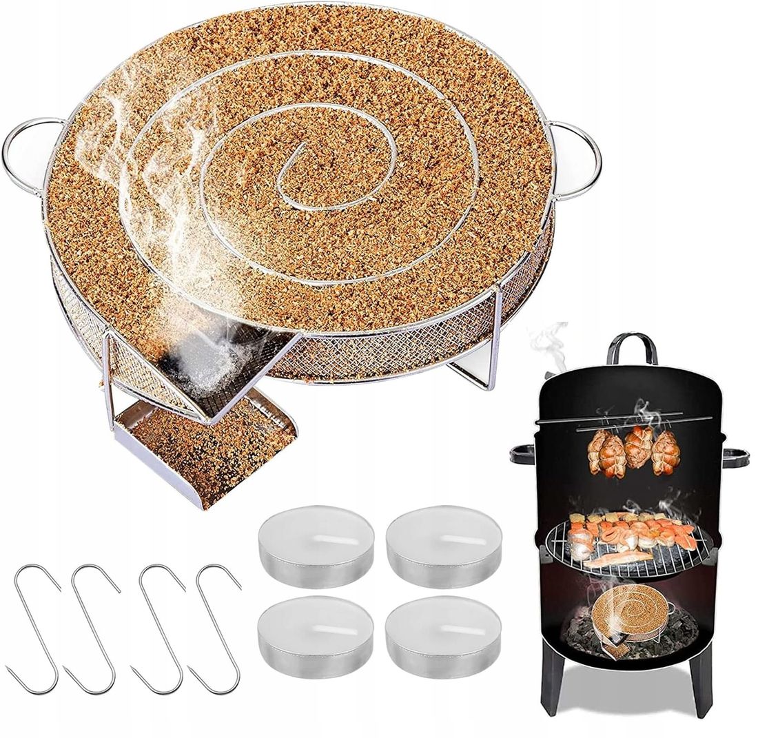 OKRĄGŁY RUSZT DO POWOLNEGO WĘDZENIA DYMEM MIĘSA NA GRILLU PIECU DO ...