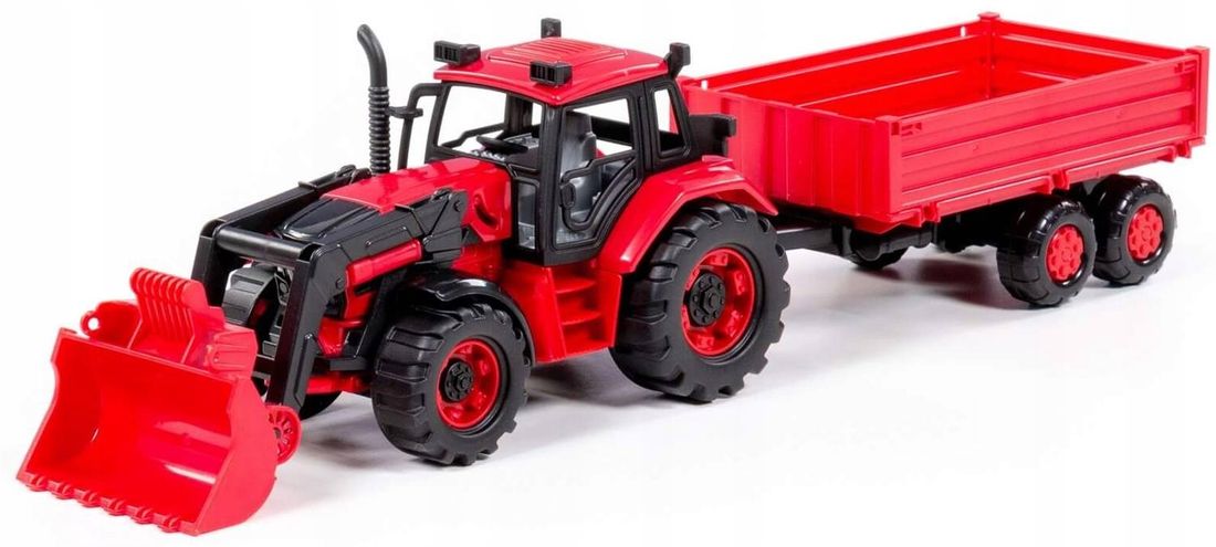 czerwony Traktor BELARUS z ładowarką i przyczepą - ERLI.pl