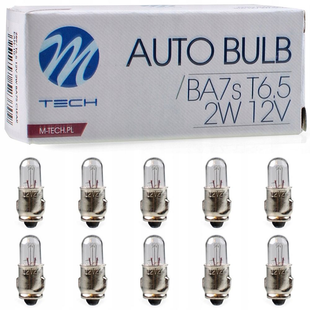 T6.5 BA7s 2W 12V ŻARÓWKI LICZNIKA ZEGARÓW PRZYCISKÓW KOKPITU M-TECH 10 SZT. – 208037368 - ERLI.pl