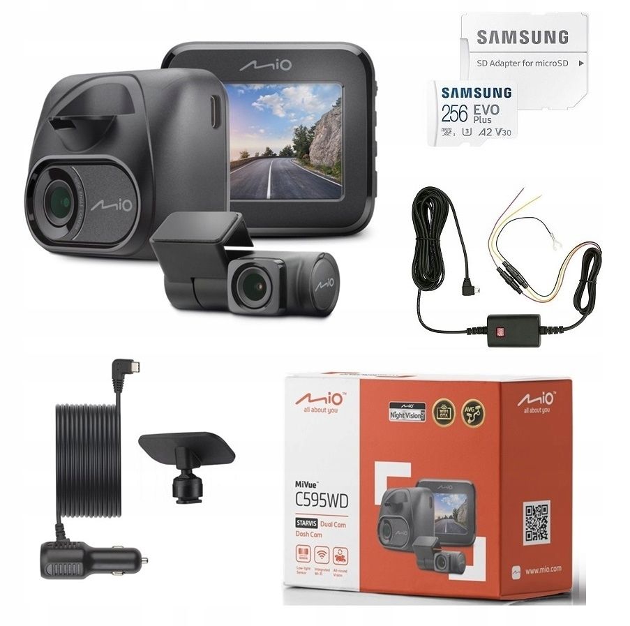 REJESTRATOR TRASY MIO MIVUE C595WD KAMERA SAMOCHODOWA DUAL+256GB+SMARTBOX 3 - ERLI.pl