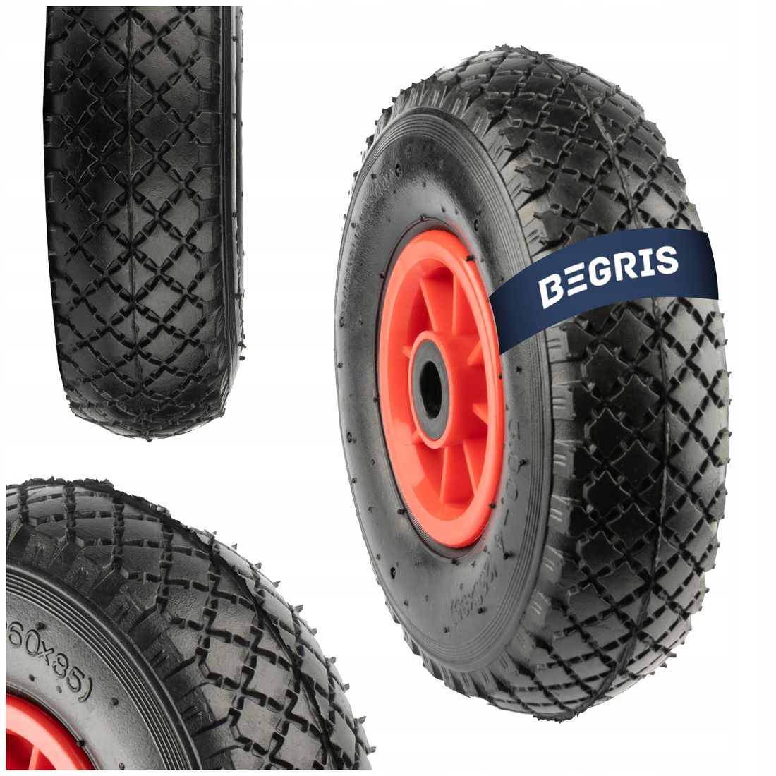 KOŁO KÓŁKO do WÓZKA z dętką dętka OPONA 2 PR KÓŁKO 3.00-4 300-4 otwór 2 cm - ERLI.pl