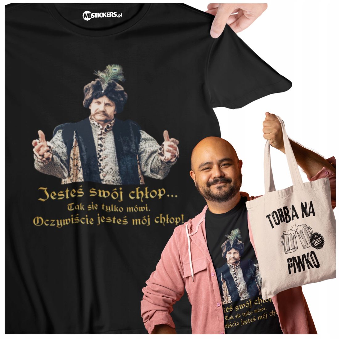 1670 KOSZULKA Z SERIALU JESTEŚ SWÓJ CHŁOP JAN PAWEŁ + TORBA NA PIWKO ...