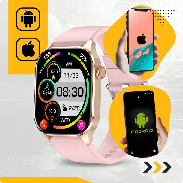 SMARTWATCH DAMSKI ZEGAREK POMIAR GLUKOZY CIŚNIENIE MENU PL ROZMOWY 2 PASKI - ERLI.pl