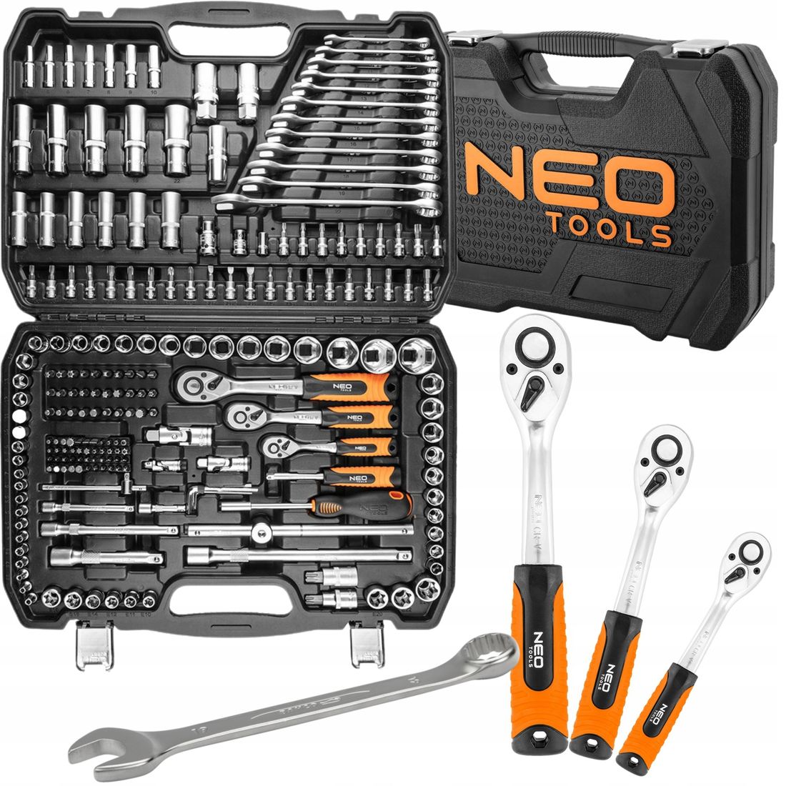 NEO ZESTAW NARZĘDZIOWY XXL 216 el KLUCZE NASADOWE 1/2" 3/8" 1/4" 10-216 – 182746484 - ERLI.pl