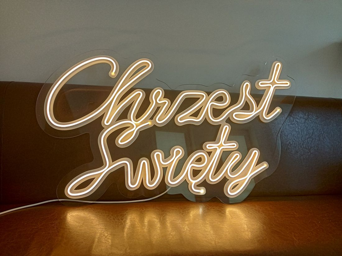 Podświetlany napis Neonowy Neon CHRZEST ŚWIETY 99C – 136045921 - ERLI.pl