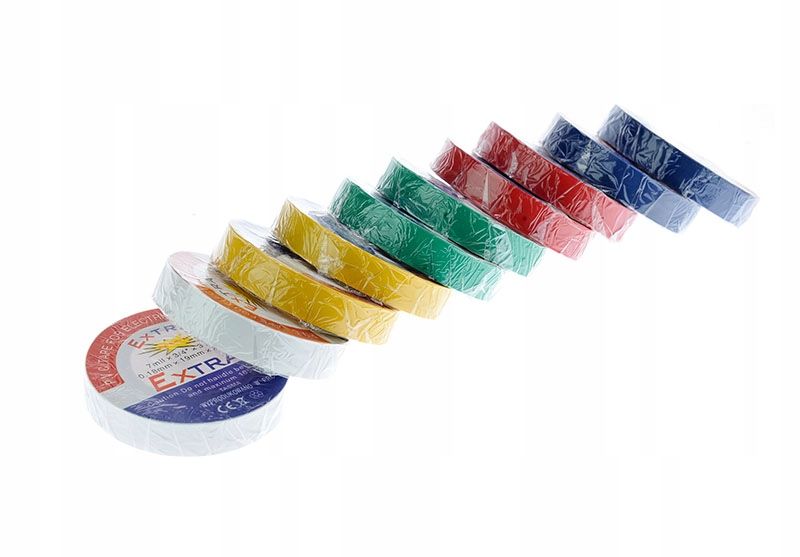 Taśma izolacyjna izolacja 19mm - 20m KOLORY 10 szt - ERLI.pl Taśma izolacyjna izolacja 19mm - 20m KOLORY 10 szt - ERLI.pl
