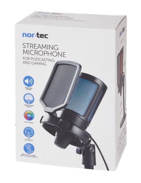 Mikrofon do streamingu ze światłem LED Nor-Tec – 183440853 - ERLI.pl