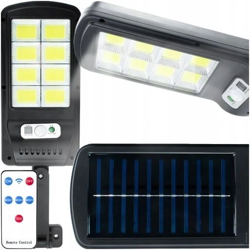 OŚWIETLENIE ZEWNĘTRZNE OGRODOWE MOCNA LAMPA SOLARNA LED ULICZNA COB PILOT – 183463697 - ERLI.pl