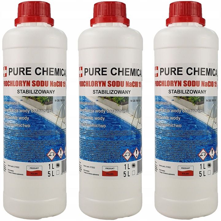 PODCHLORYN SODU 15% CHLOR W PŁYNIE DO BASENU 3L 3x1L – 183790042 - ERLI.pl