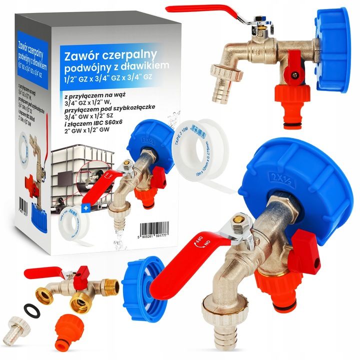 ZAWÓR MAUZERA KRAN CZERPALNY ZBIORNIKA IBC 1000l 3/4x1/2 SZYBKOZŁĄCZKA WĄŻ – 215107197 - ERLI.pl