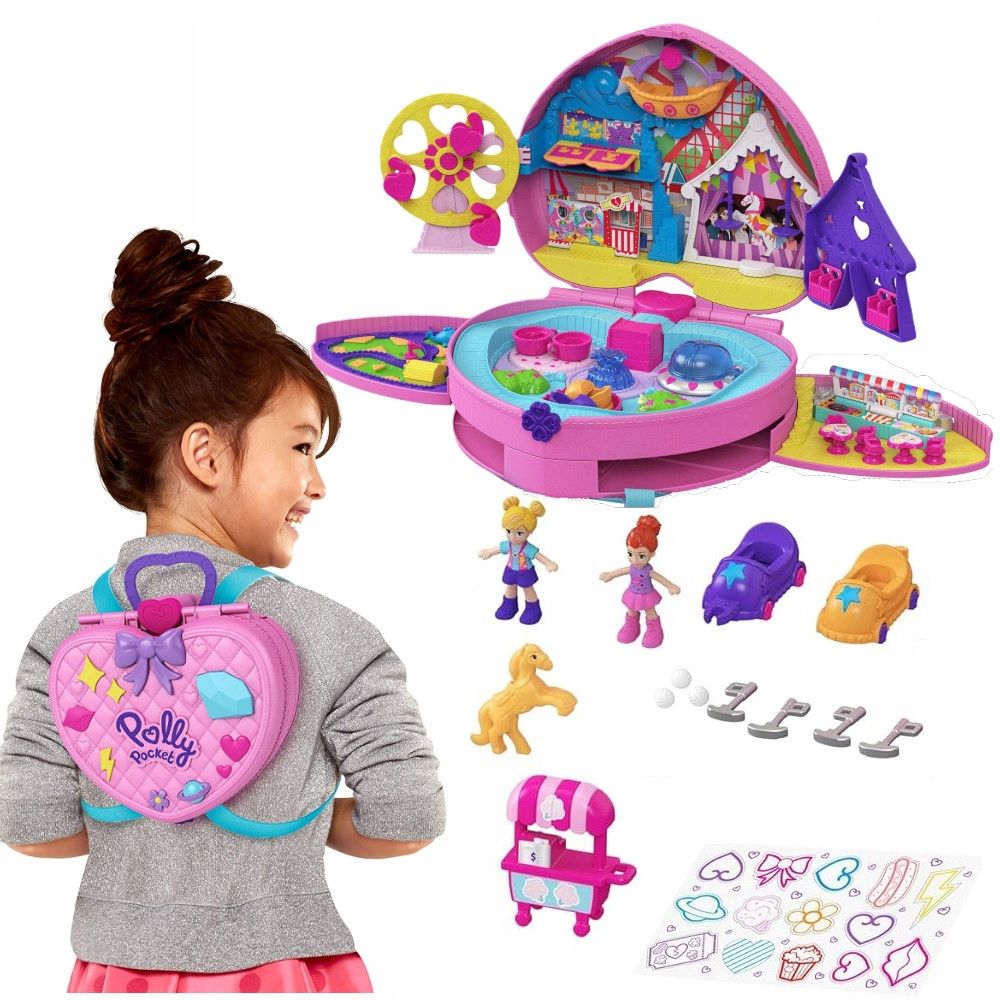 POLLY POCKET ZESTAW ROZKŁADANY PARK ROZRYWKI PLECAK WALIZKA + 2 LALKI – 184256668 - ERLI.pl