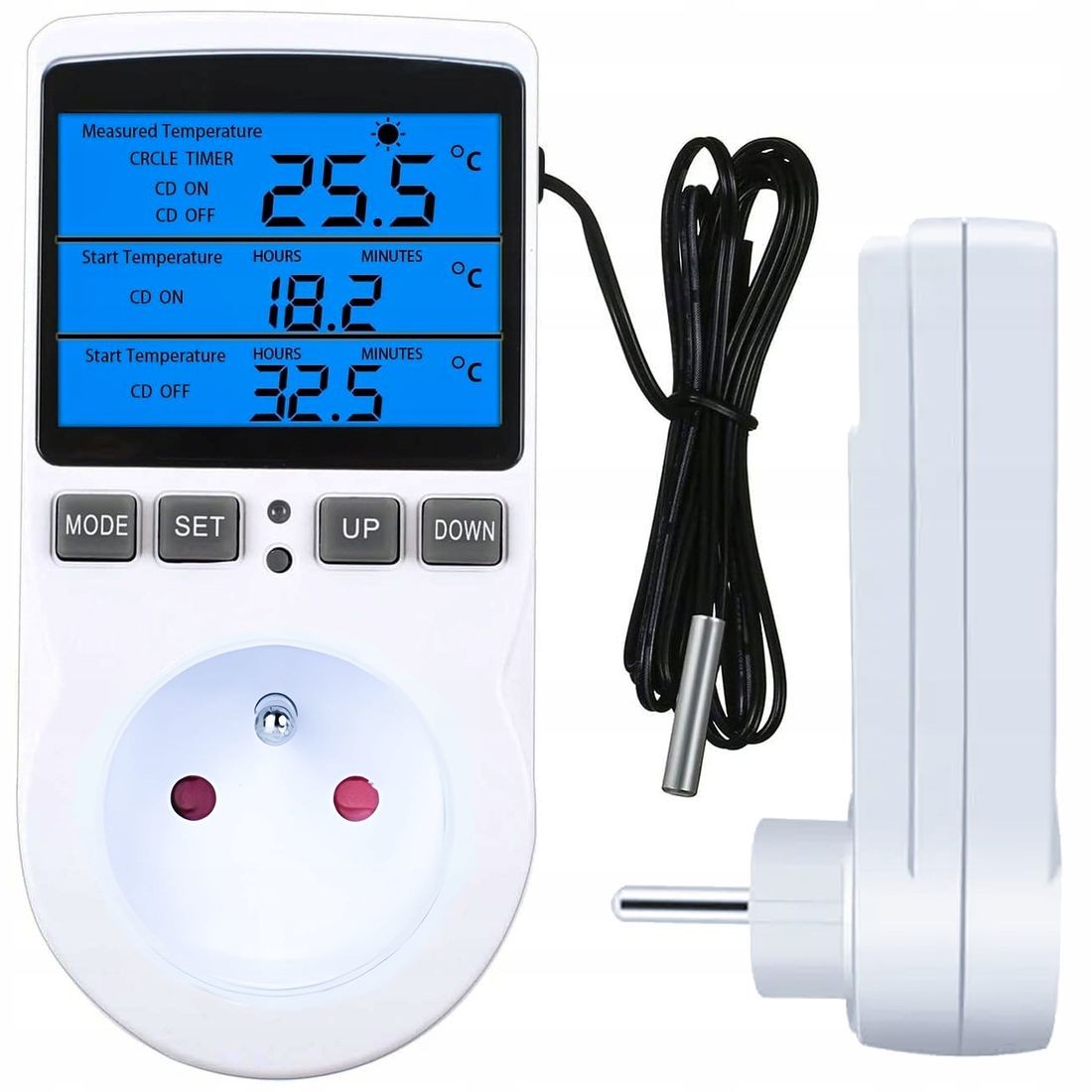 TERMOSTAT TIMER CYFROWY REGULATOR TEMPERATURY GNIAZDO SIECI 230V max ...