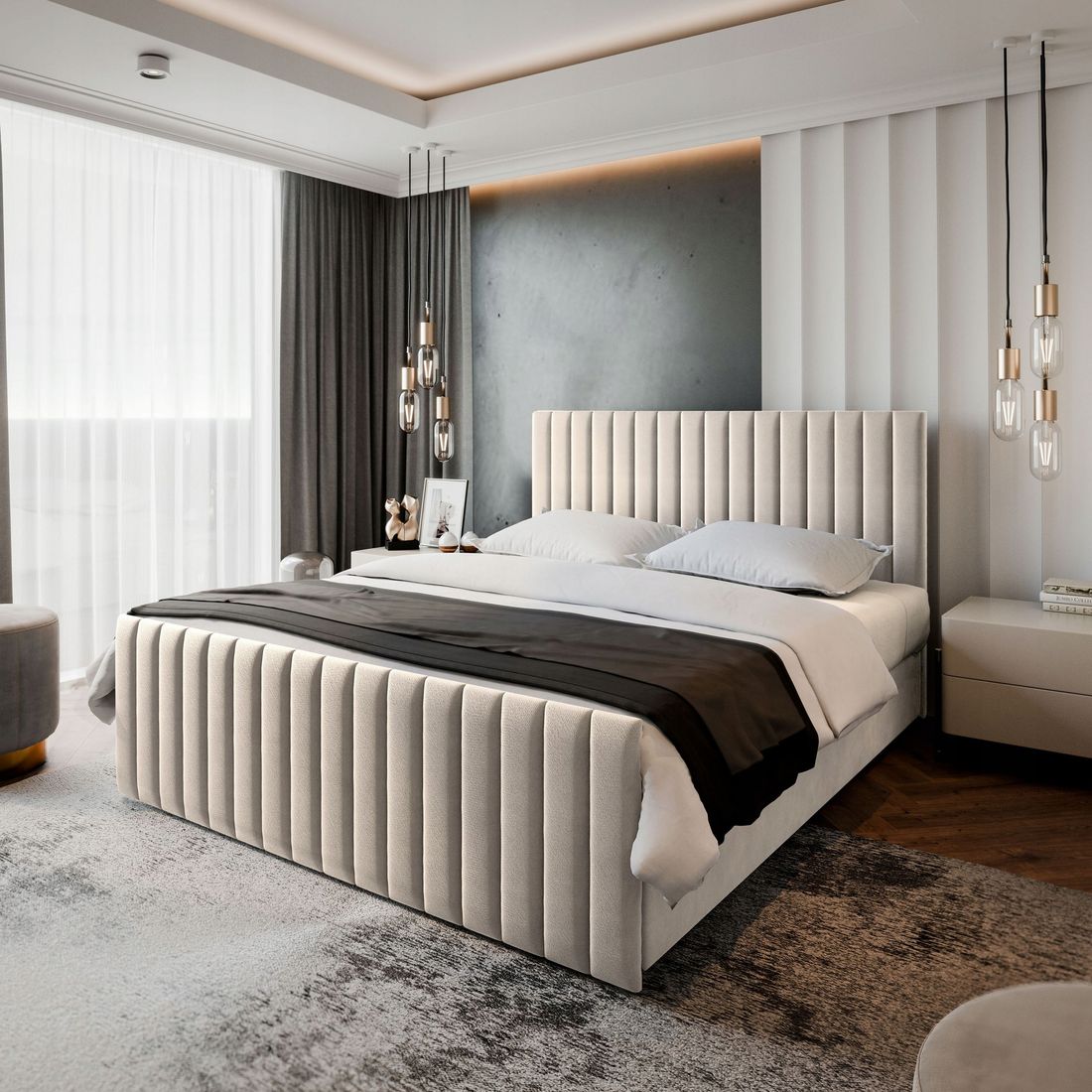 Łóżko Kontynentalne ARION 180x200 Pojemnik MATERAC Bonell DUŻE WYGODNE ...