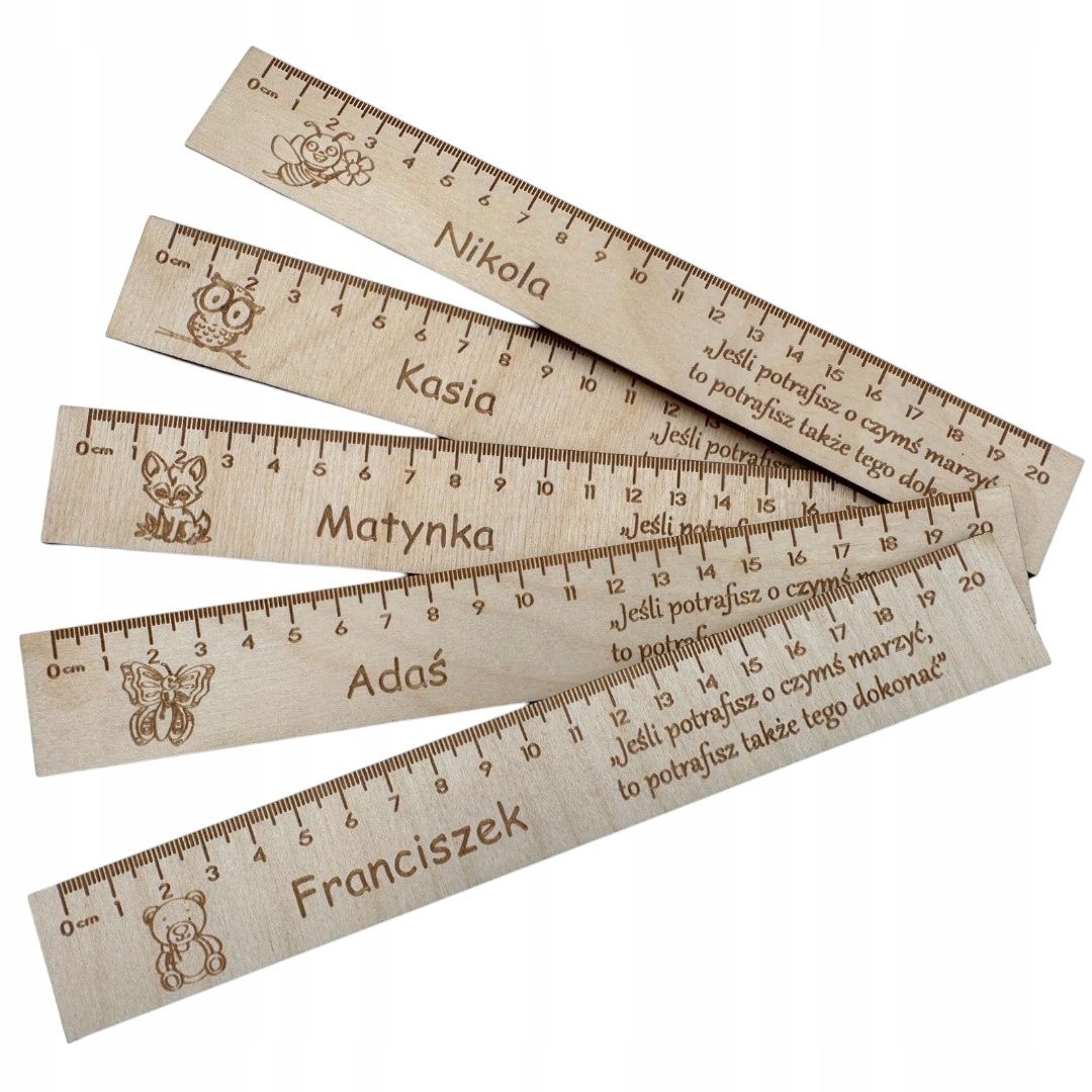 Linijka na zakończenie roku szkolnego z imieniem drewniana prezent ...