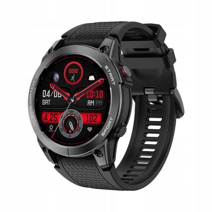 Smartwatch sportowy Manta Activ X GPS czarny + pomarańczowy pasek - ERLI.pl