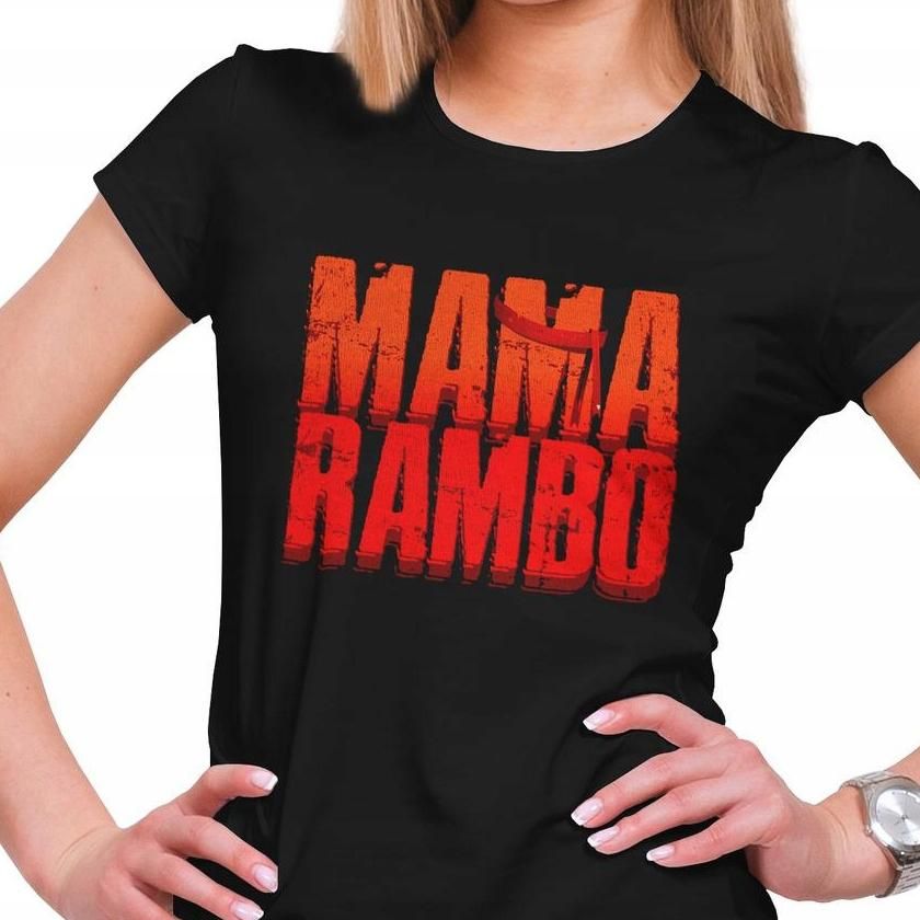 Koszulka damska Mama Rambo Prezent Dla Mamy Na Dzień Matki Czarna S ...
