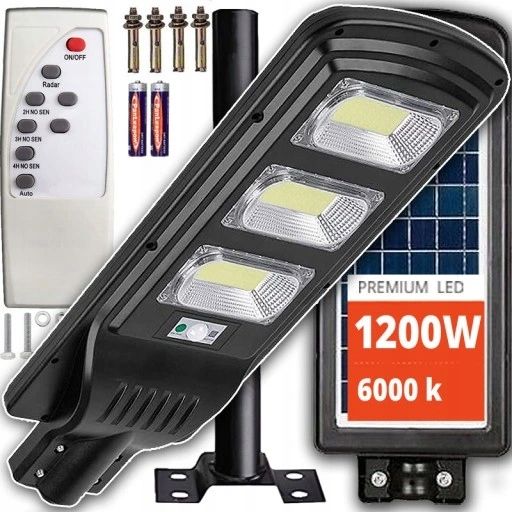 DUŻA MOCNA LAMPA SOLARNA LED ULICZNA OGRODOWA PILOT halogen CZUJNIK – 243071676 - ERLI.pl