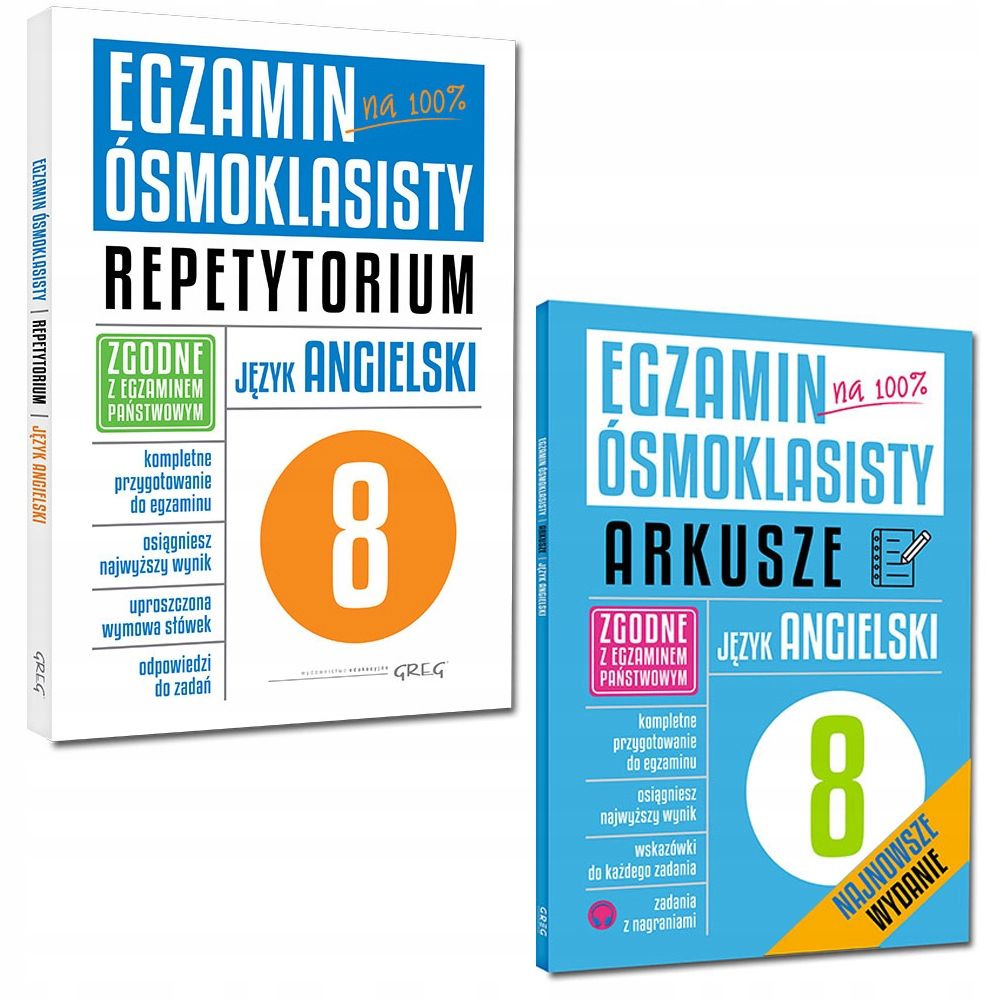 Zestaw Egzamin ósmoklasisty 2022 ANGIELSKI 2w1 - ERLI.pl