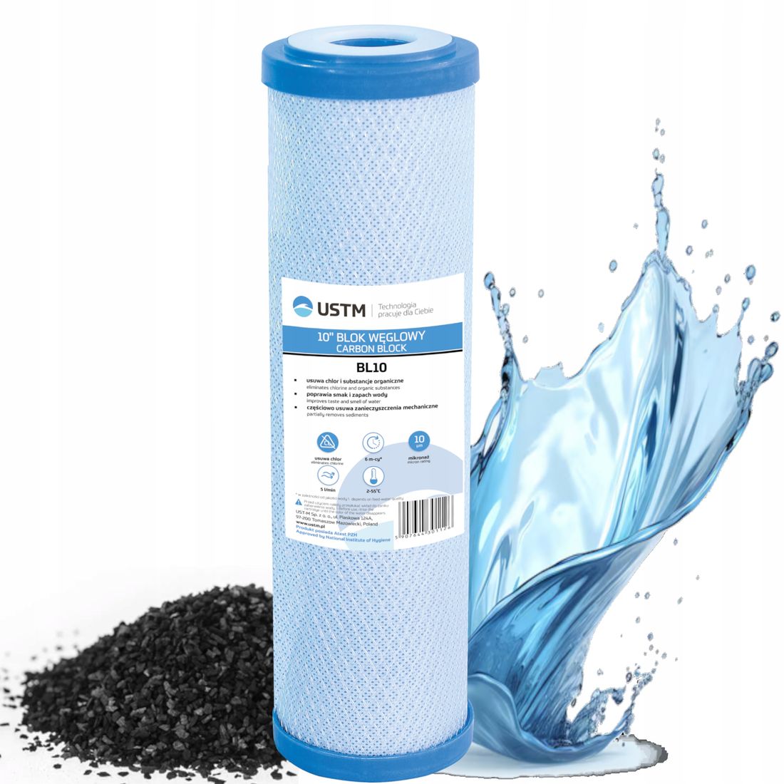 FILTR DO WODY WKŁAD 10' WĘGLOWY UZDATNIACZ BL10 USTM WĘGIEL ...