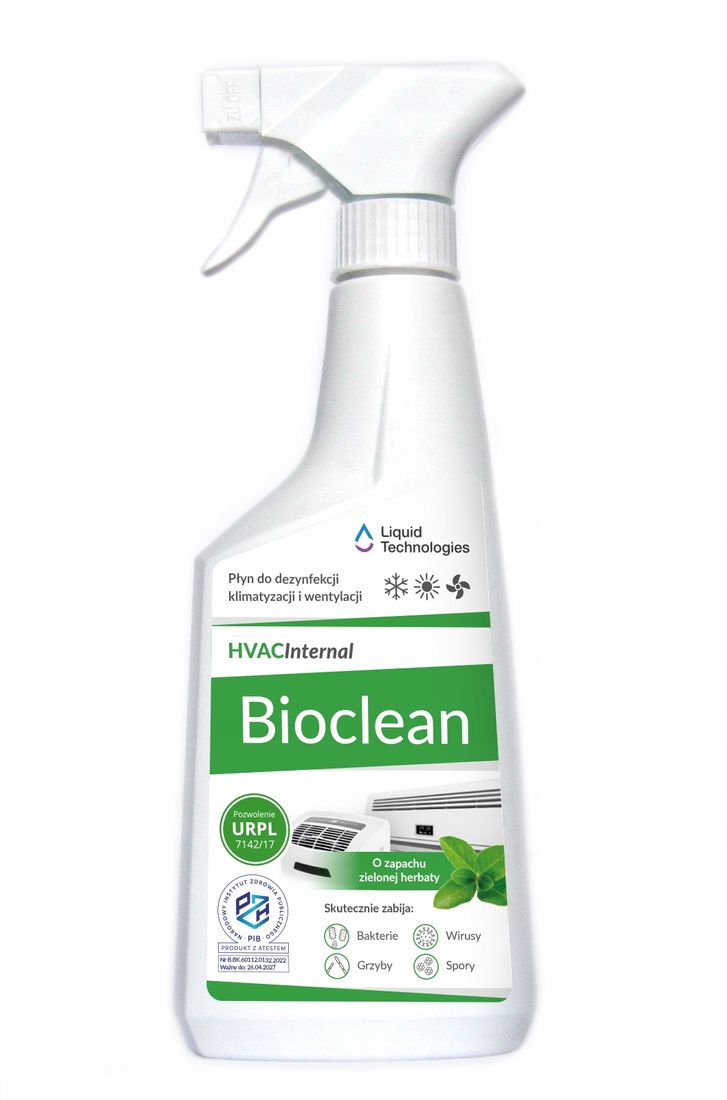 GOTOWY PŁYN BIOCLEAN 500 ml CZYSZCZENIE KLIMATYZACJI DEZYNFEKCJA ZAPACH ...