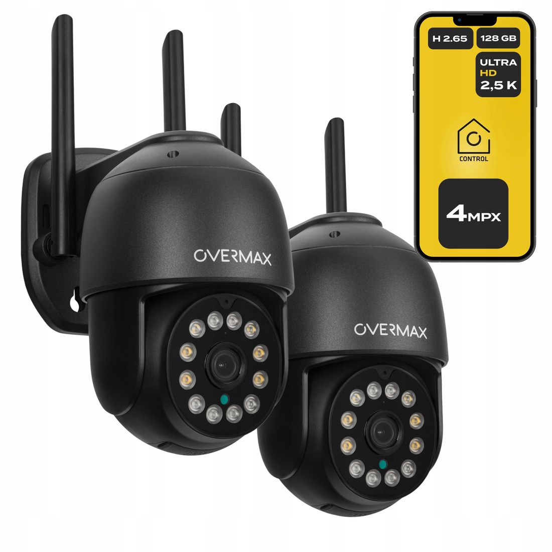 KAMERA ZEWNĘTRZNA OBROTOWA IP WIFI Full HD 2.5K LAN ZESTAW 2 SZTUKI CZARNA - ERLI.pl