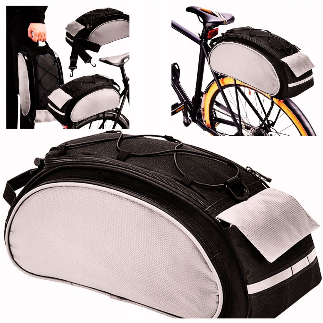 Torba Rowerowa na Bagażnik - Mocna Sakwa Wodoodporna Na Rower z ...