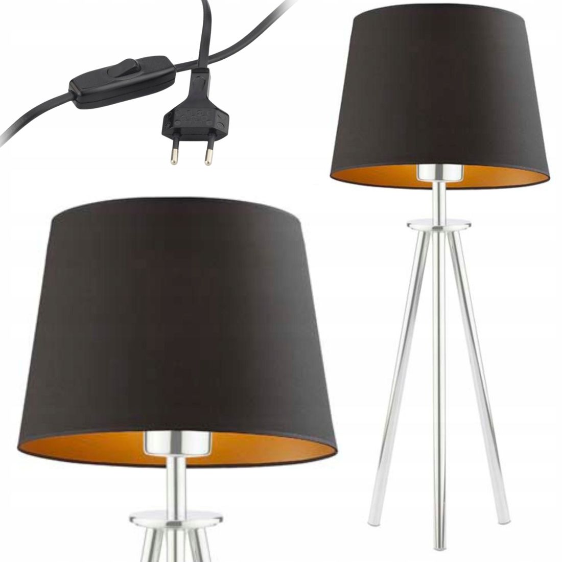 Lampka nocna na biurko lampa biurkowa nocna LED biurowa E27 czarna ...