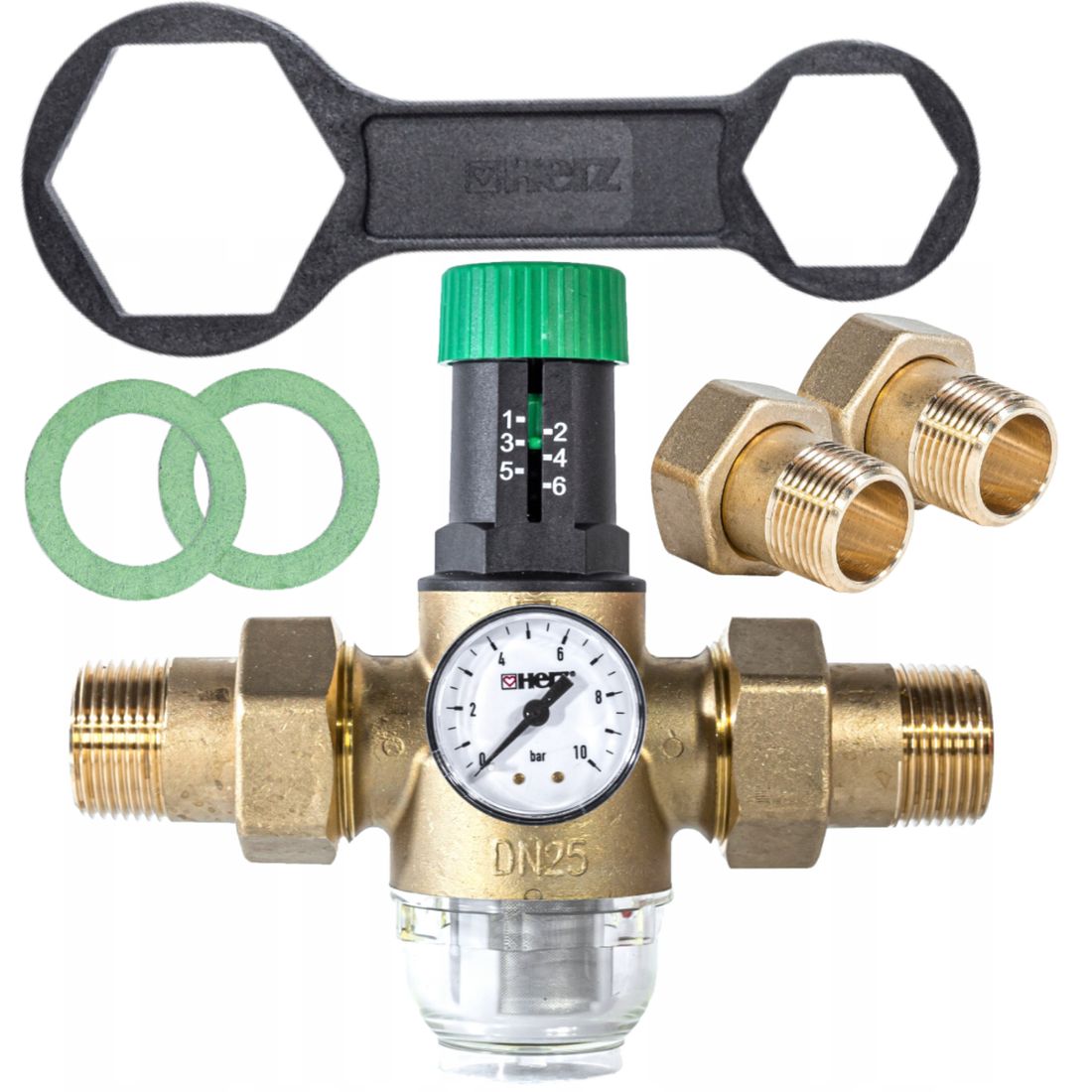 REDUKTOR REGULATOR CIŚNIENIA WODY Ø 1" CAL Z MANOMETREM I FILTREM SOLIDNY - ERLI.pl