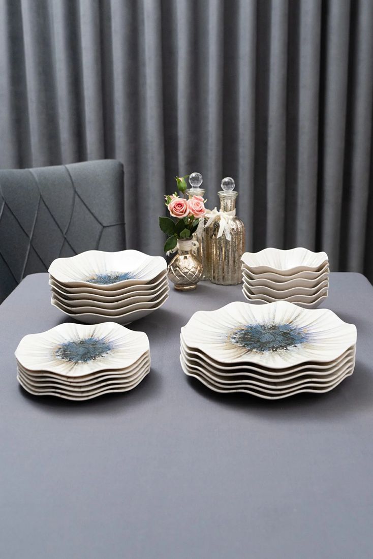 Gural Porselen Plates Digibone zestaw obiadowy 24 częściowy porcelanowy ...