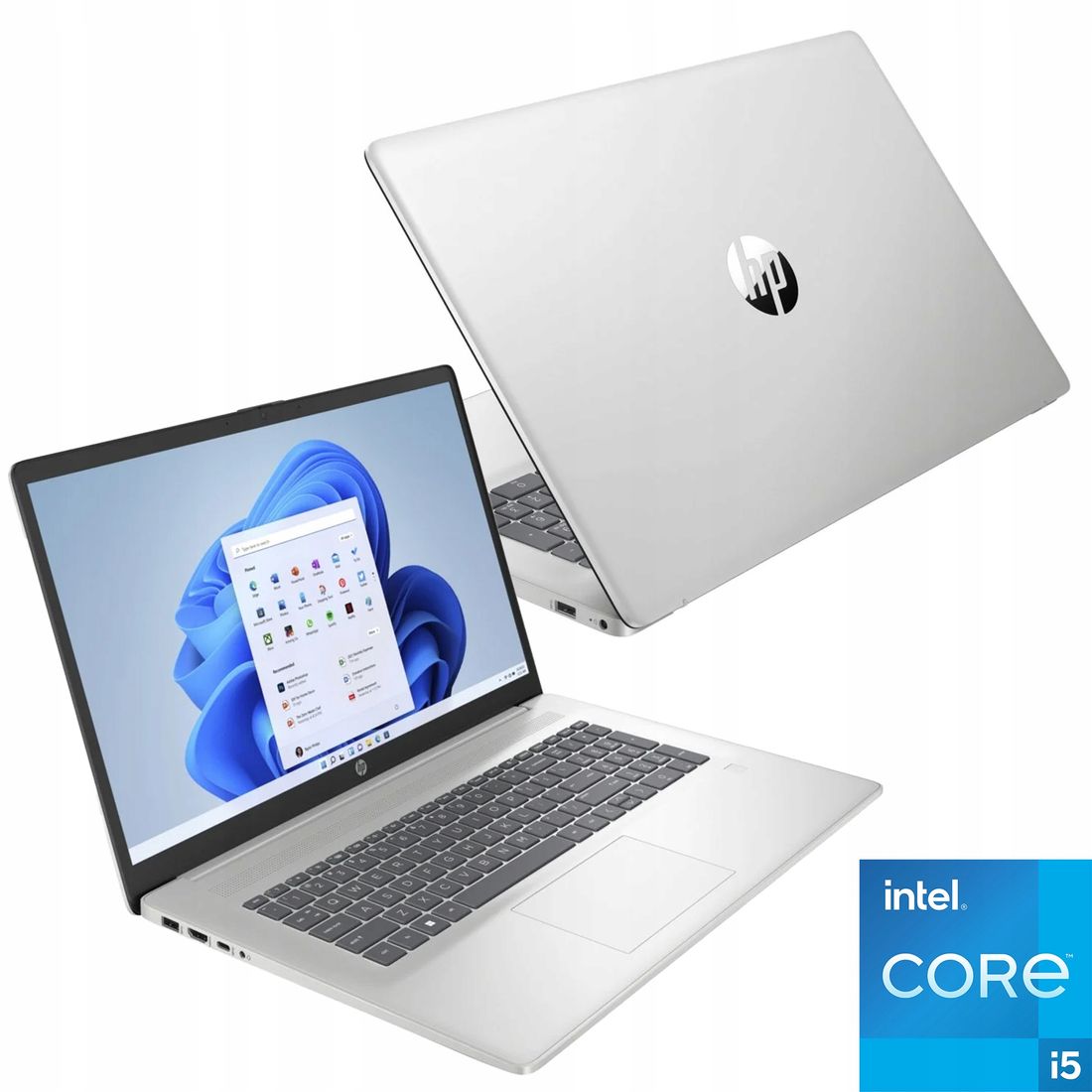 LAPTOP HP 17 i5-12gen 12GB/512GB SSD 17.3" FHD WIN11 SILVER DO NAUKI ...