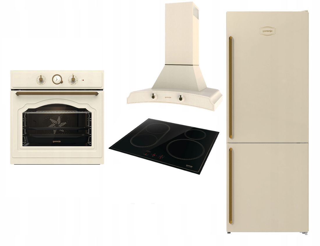 ZESTAW AGD GORENJE RETRO PIEKARNIK PŁYTA INDUKCYJNA OKAP LODÓWKA ...