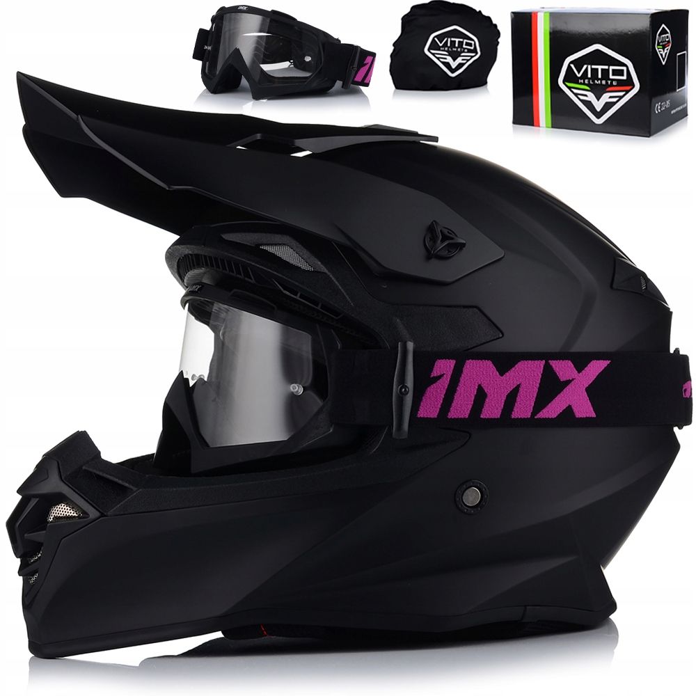 KASK MOTOCYKLOWY DAMSKI | VITO TIVOLI + GOGLE IMX | OFF-ROAD CROSS QUAD ...