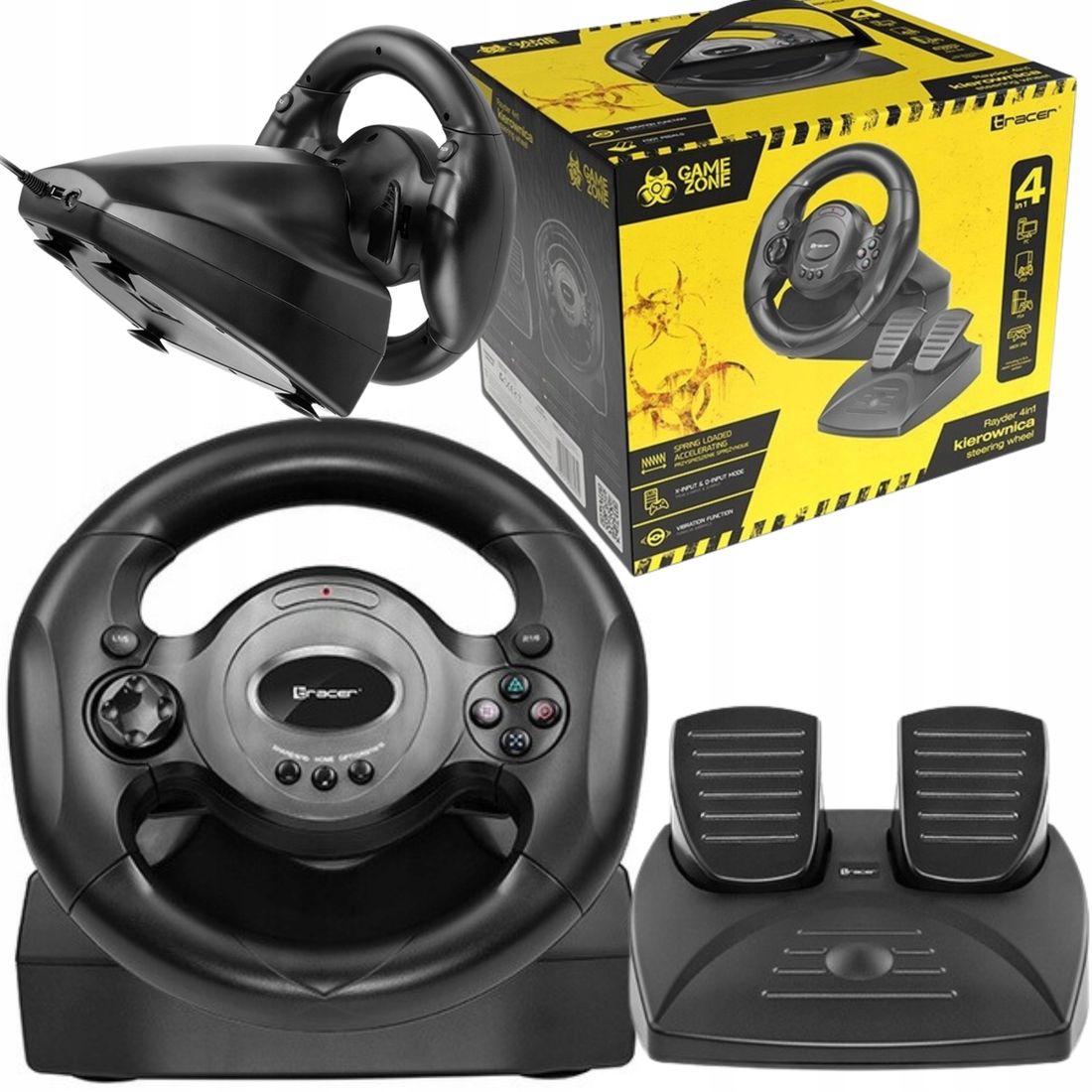 KIEROWNICA DO GIER Z PEDAŁAMI PC PS3 PS4 XBOX ONE - ERLI.pl