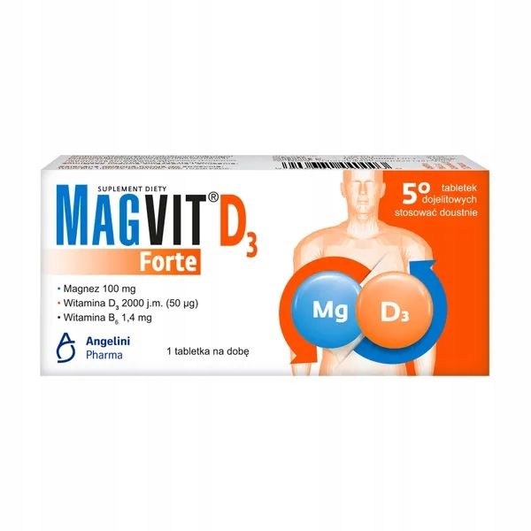 MagVit Forte D3 Magnez Z Witaminą D3 i B6 50 Tabletek - ERLI.pl