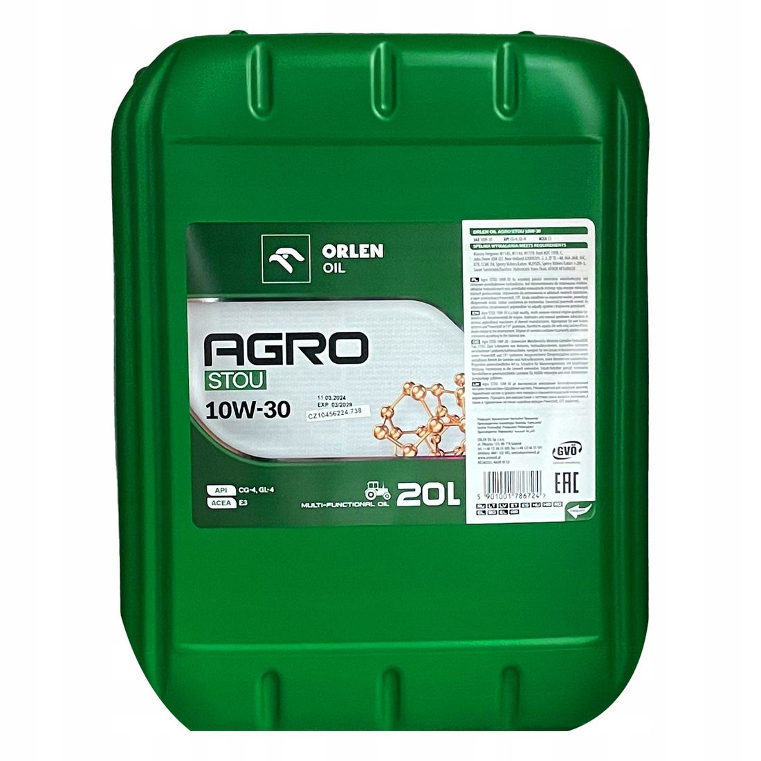 Olej Uniwersalny Wielosezonowy Orlen Oil AGRO BASIC STOU 10W-30 | 20L – 188096511 - ERLI.pl