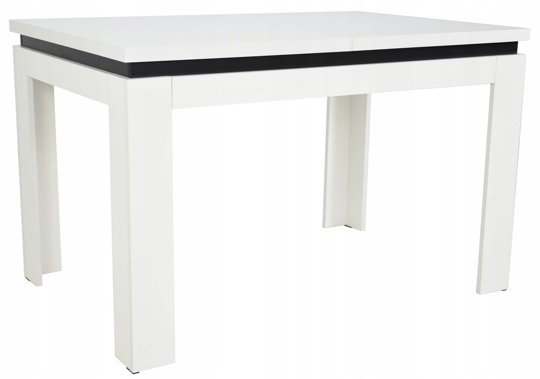 Zestaw 4 krzesła białe + stół 80x120/160 cm BIAŁY do salonu kuchni ...