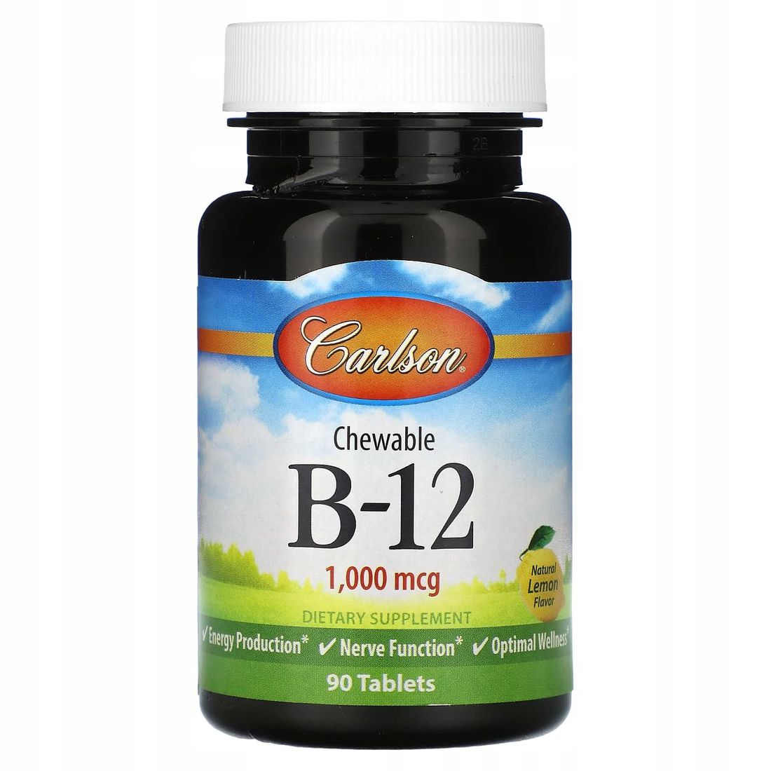 Carlson, Chewable Vitamin B-12, Lemon, 1,000 mcg, 90 Tablets ...