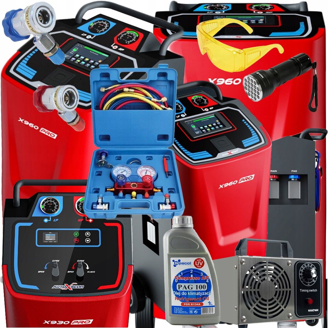 AUTOXSCAN X960PRO AUTOMAT STACJA KLIMATYZACJI R134A OKULARY MANOMETRY ...