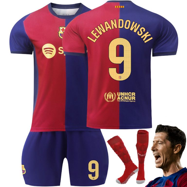 KOMPLET PIŁKARSKI ROBERT LEWANDOWSKI FC BARCELONA NOWY SEZON ROZMIARY ...