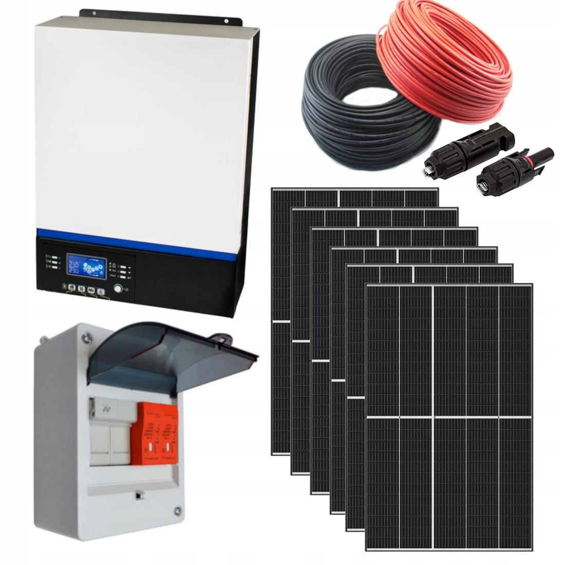Zestaw solarny hybrydowy na 6 paneli Off-Grid 6xPV 2.4kW-ESB6/3kW ...