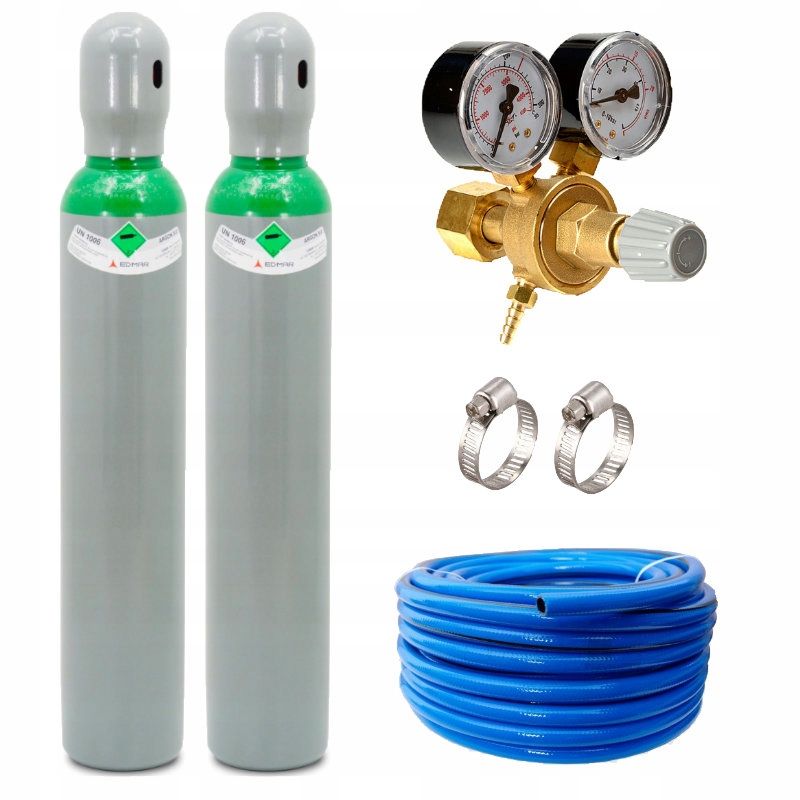 Butla ARGON CO2 Mieszanka PEŁNA Migomat 8L NOWA Reduktor Wąż gazu Opaski – 191372484 - ERLI.pl