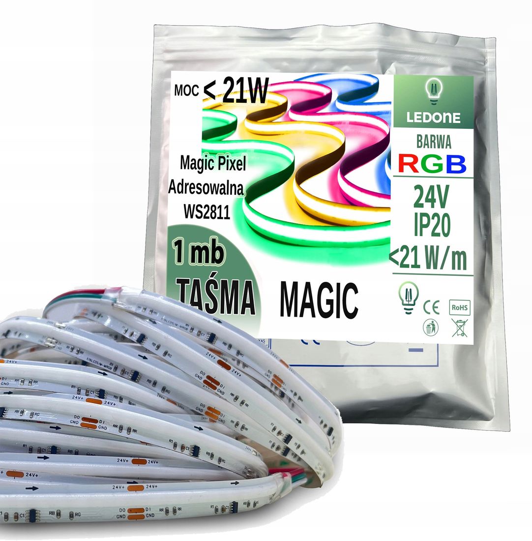 Taśma led COB RGB IP20 24V 576d Magic Pixel Adresowalna WS2811 cyfrowa ...