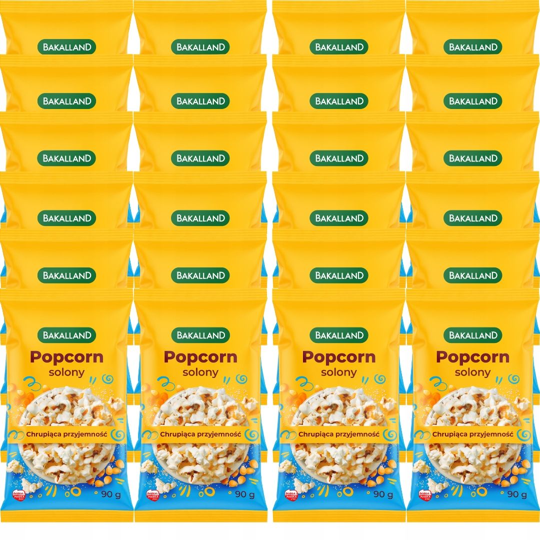 BAKALLAND Popcorn solony - Ziarno do mikrofali - Pop corn 90 g x 24 szt ...